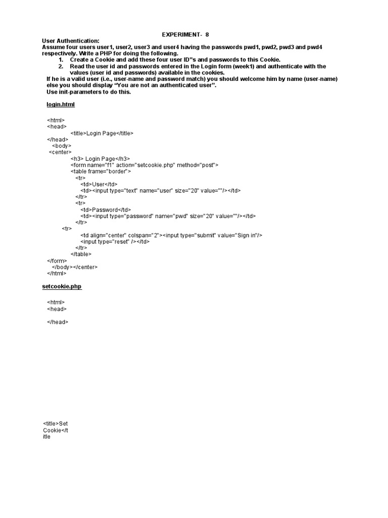 Program 8 | PDF | User (Computing) | Http Cookie