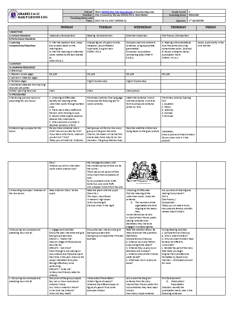 First Quarter ENGLISH (Week 6) | PDF | Language Mechanics | Grammar