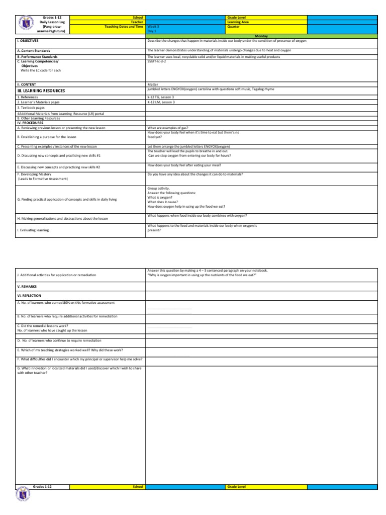 First Quarter SCIENCE (Week 3) | PDF | Learning | Teachers