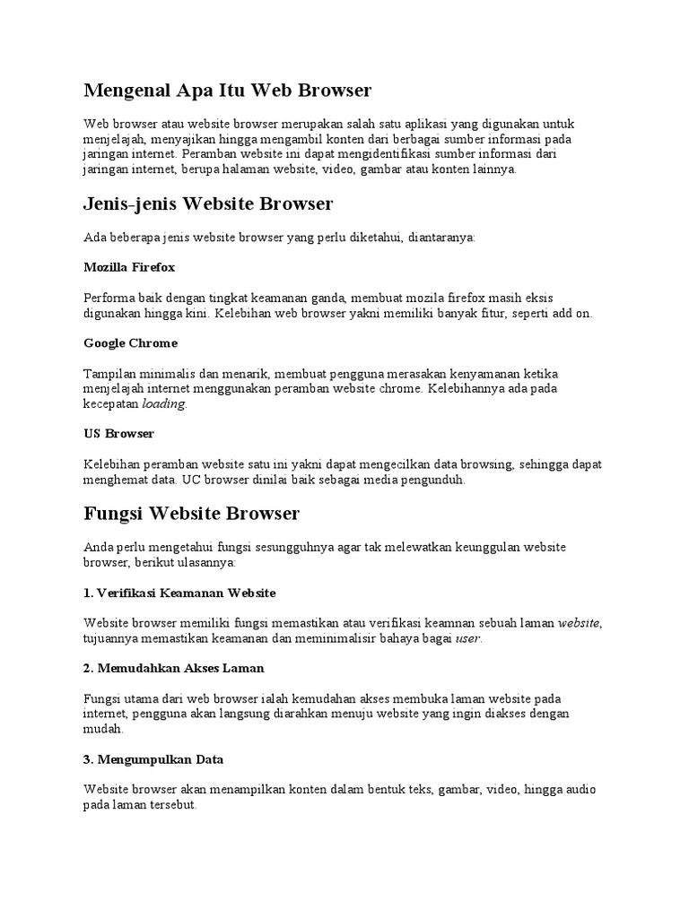 Mengenal Apa Itu Web Browser | PDF