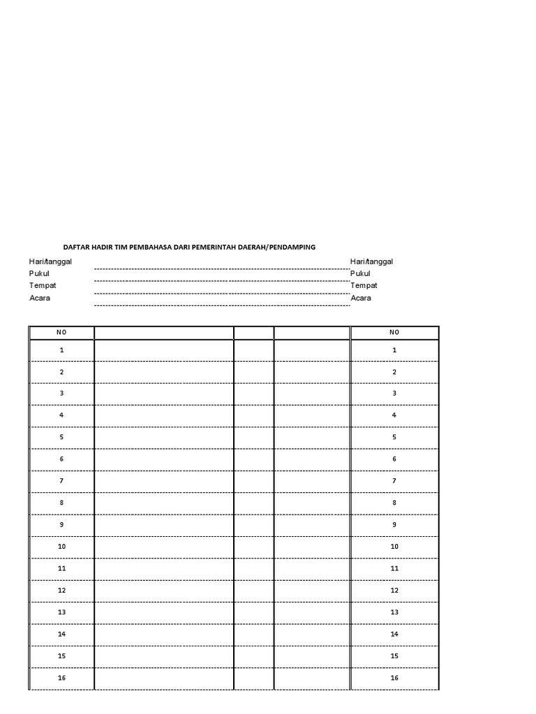 Absen Dan List Kamar | PDF