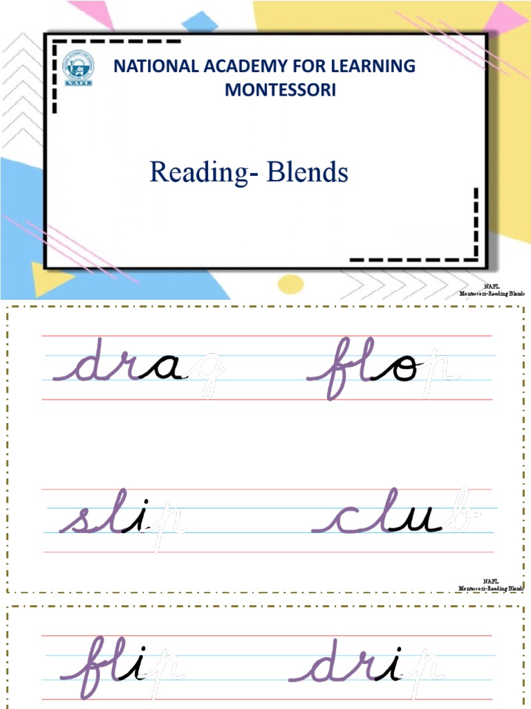 National Academy For Learning Montessori: Reading-Blends | PDF