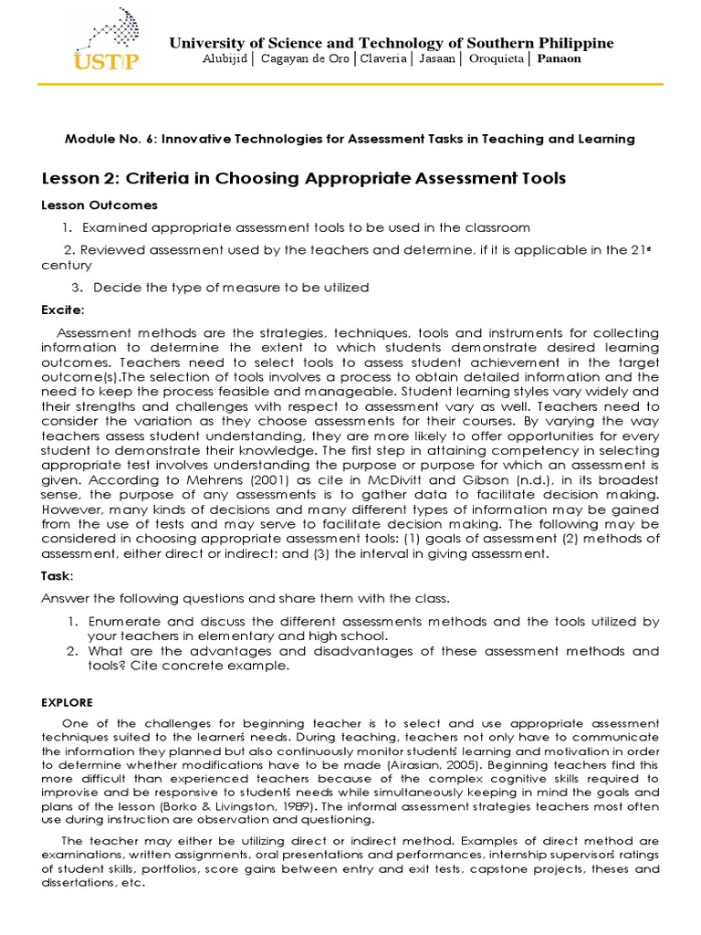 MODULE 5 Lesson2 | PDF | Educational Assessment | Educational Technology