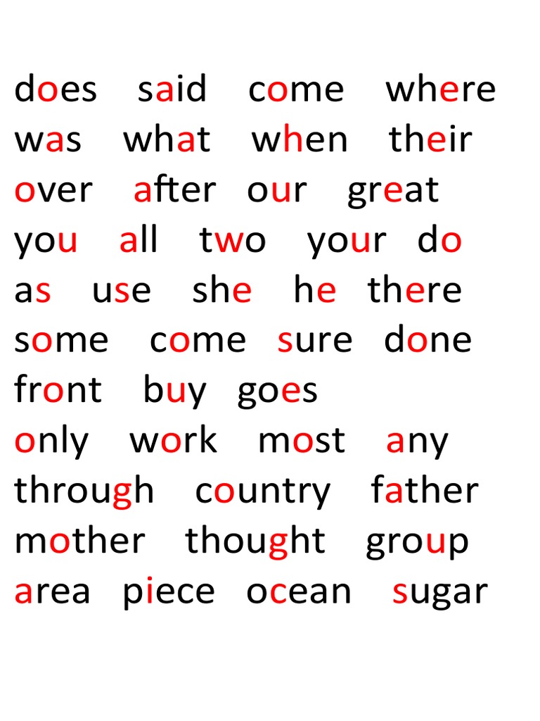 Dyslexia Sight Words | PDF