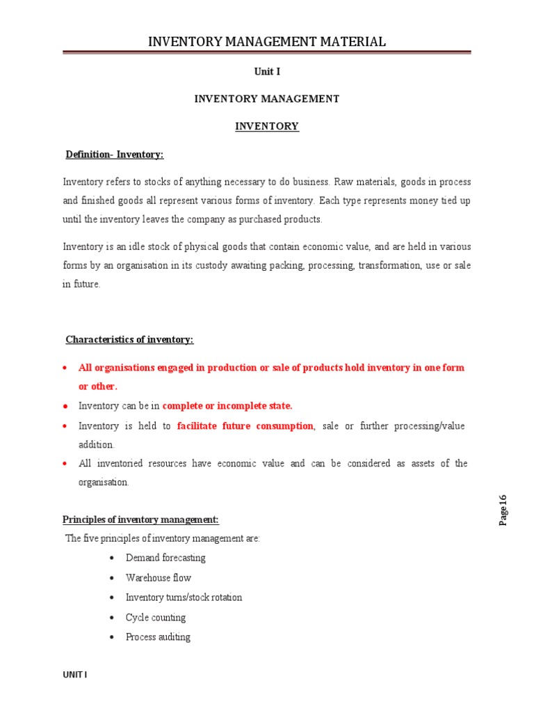 Inventory Management Material | PDF | Inventory | Warehouse