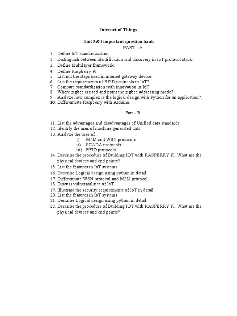 Iot Question Bank | PDF