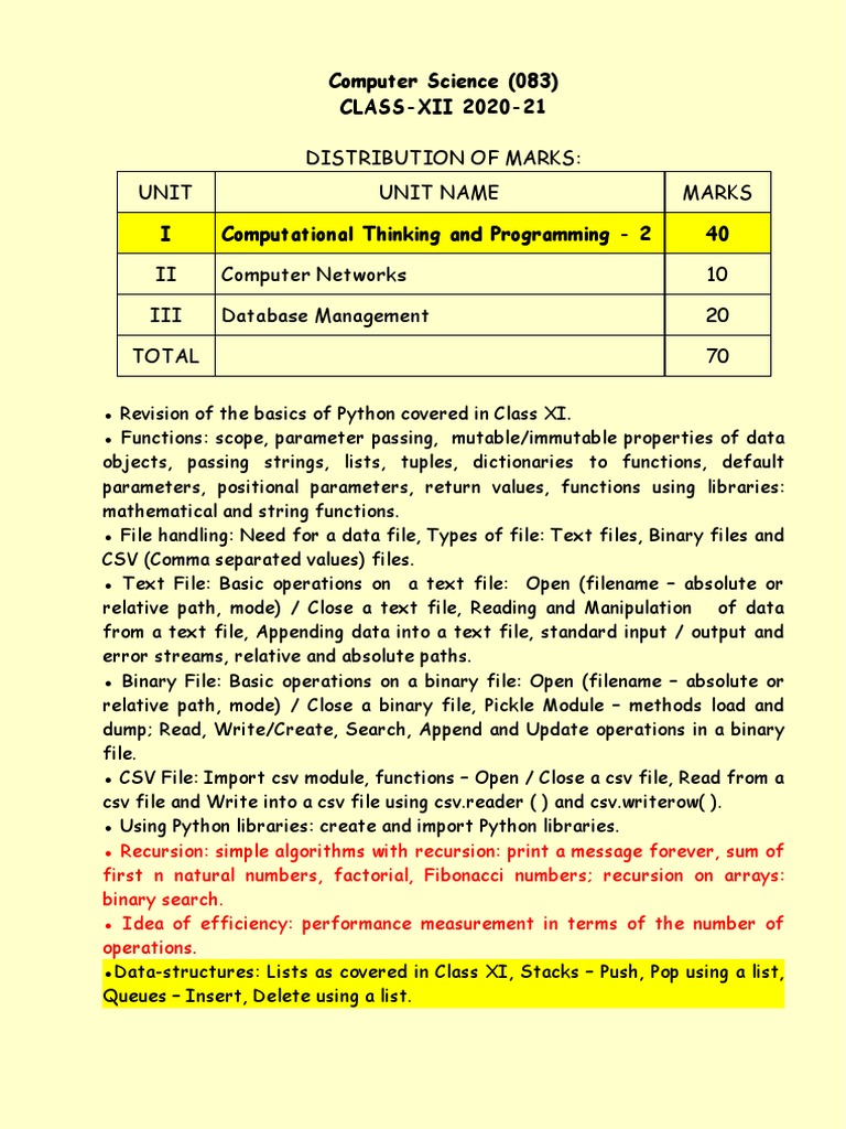 Computer Science Class XII Python Guide | PDF | Queue (Abstract Data ...
