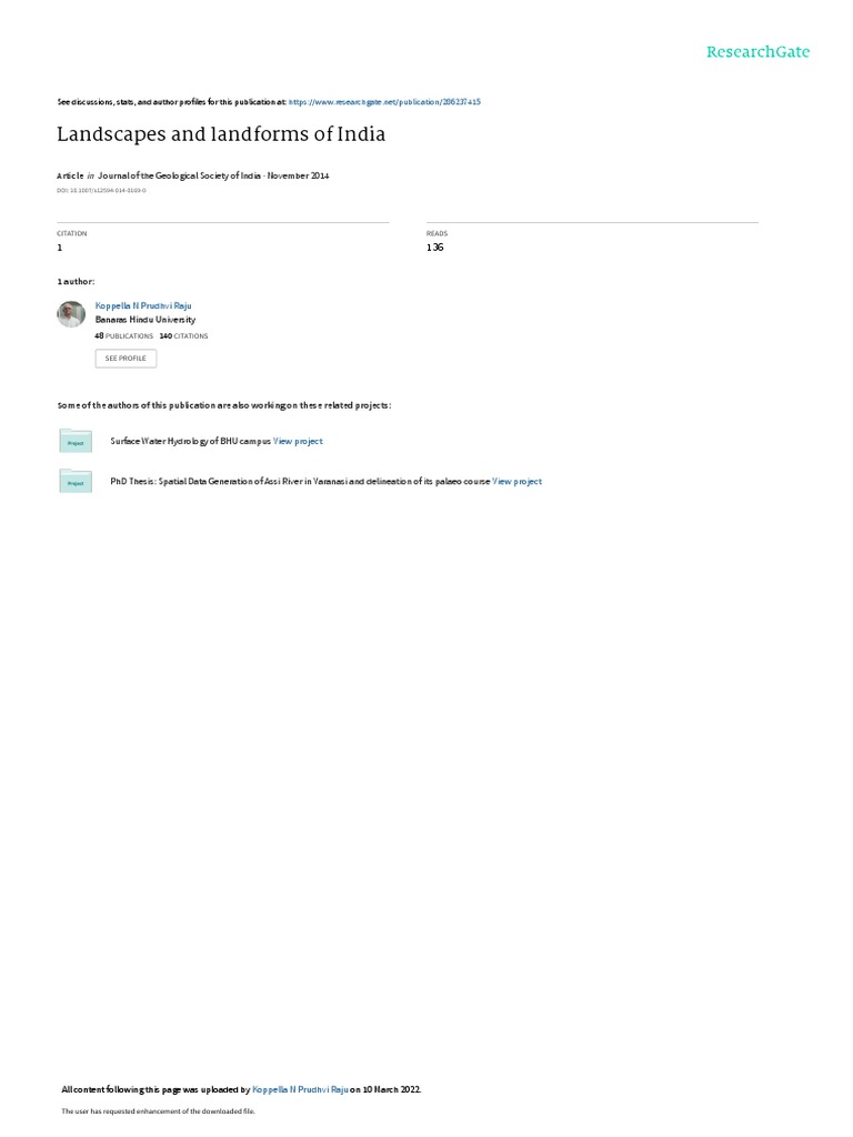 Landscapes and Landforms of India | PDF | Geomorphology | Topography