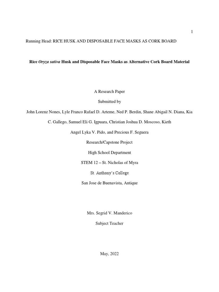 Final Research Paper With HEADERS | PDF | Rice | Hypothesis