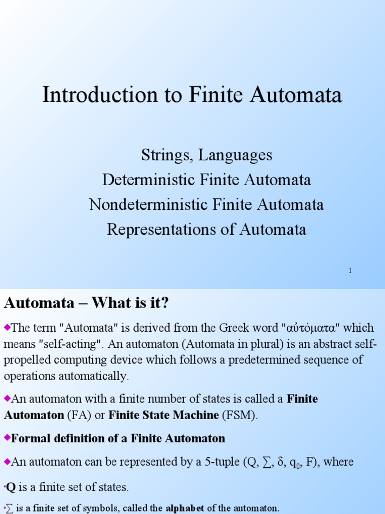 Introduction To Finite Automata | PDF