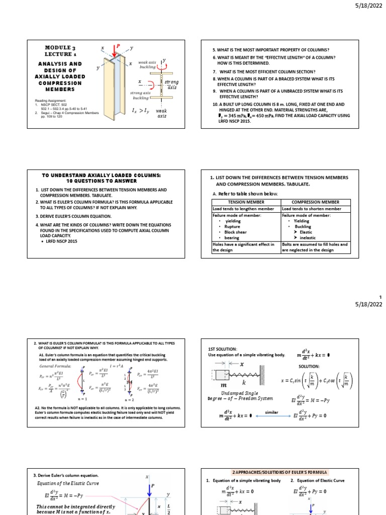 Analysis of Axially Loaded Columns | PDF | Buckling | Mechanical ...