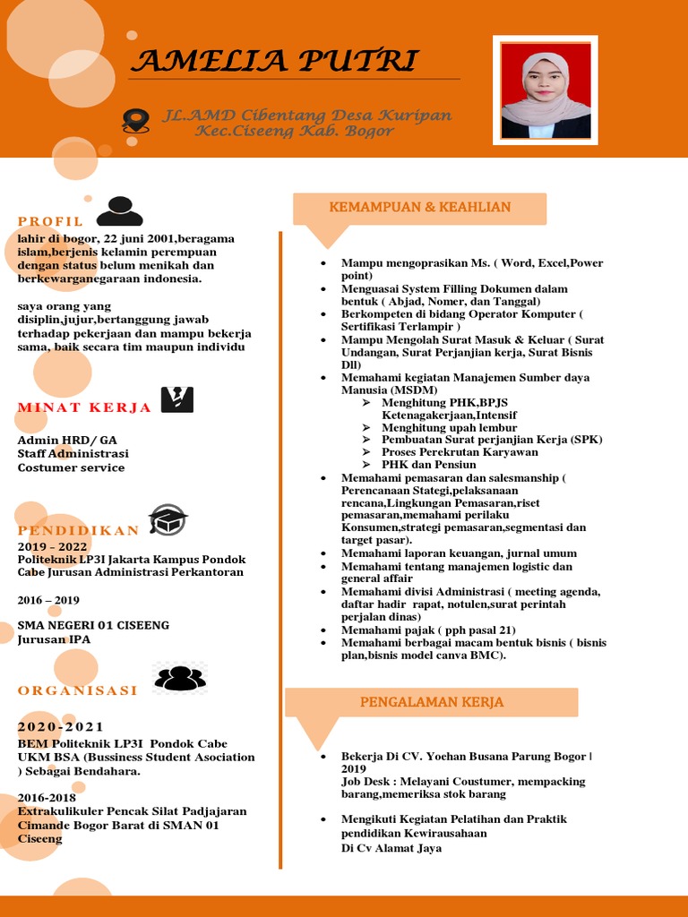 CV Amelia Putri | PDF