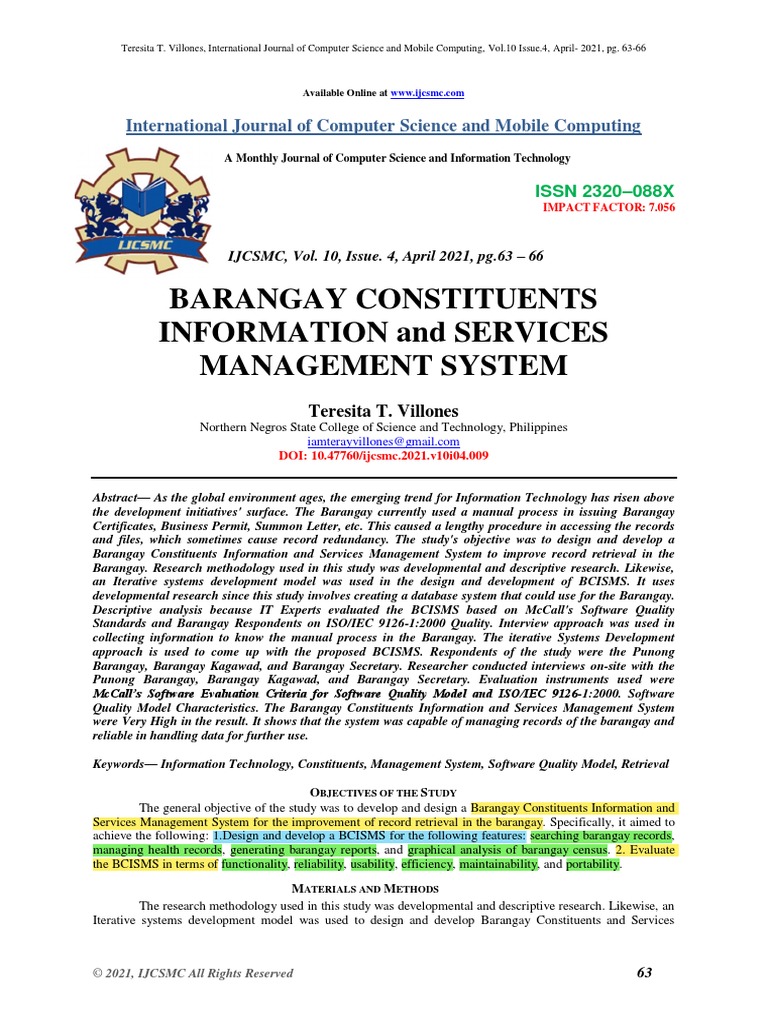 Barangay Constituents Information and Services Management System ...