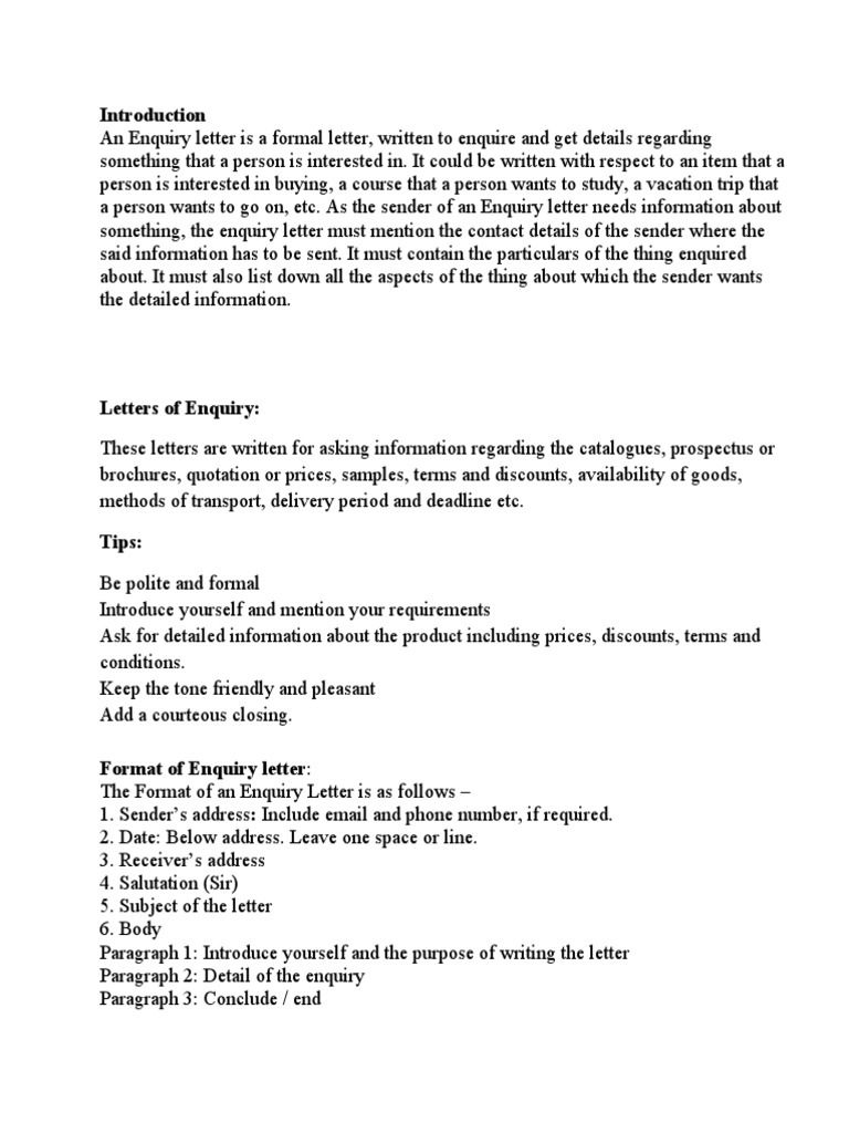 Letter of Enquiry | PDF