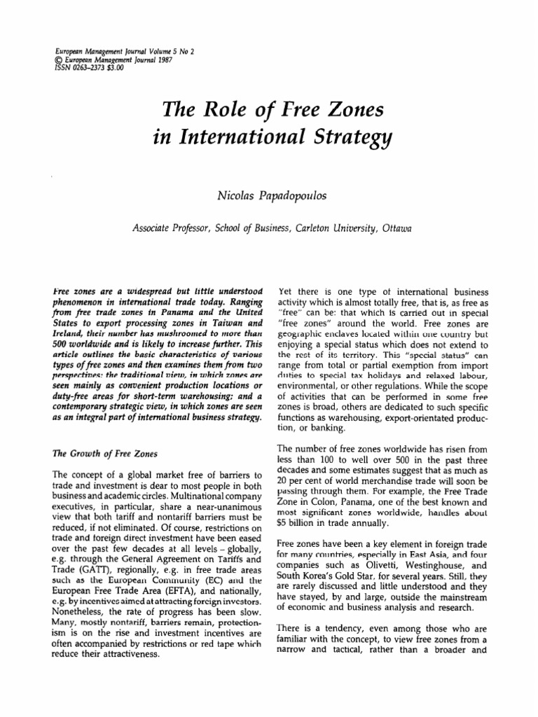 The Role of Free Zones in International Strategy | PDF | International ...