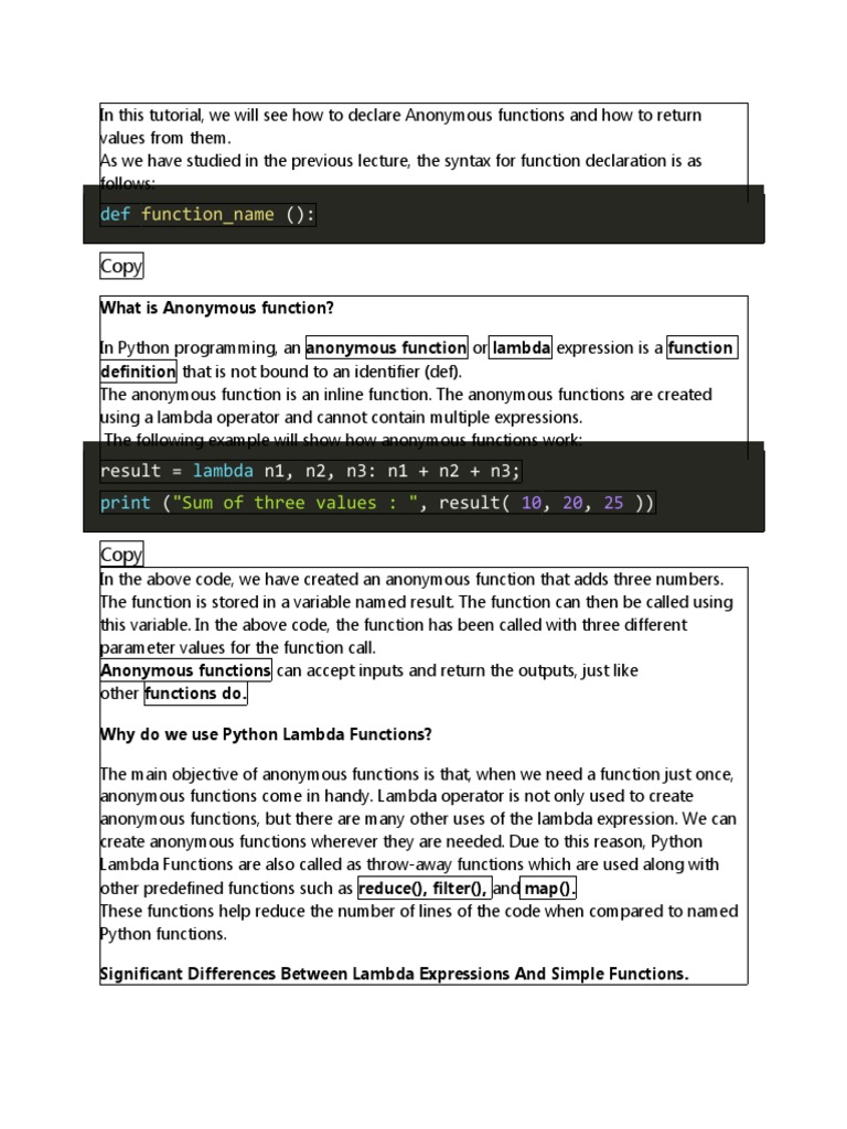 Function Name Sum Of Three Values Pdf Anonymous Function Subroutine 