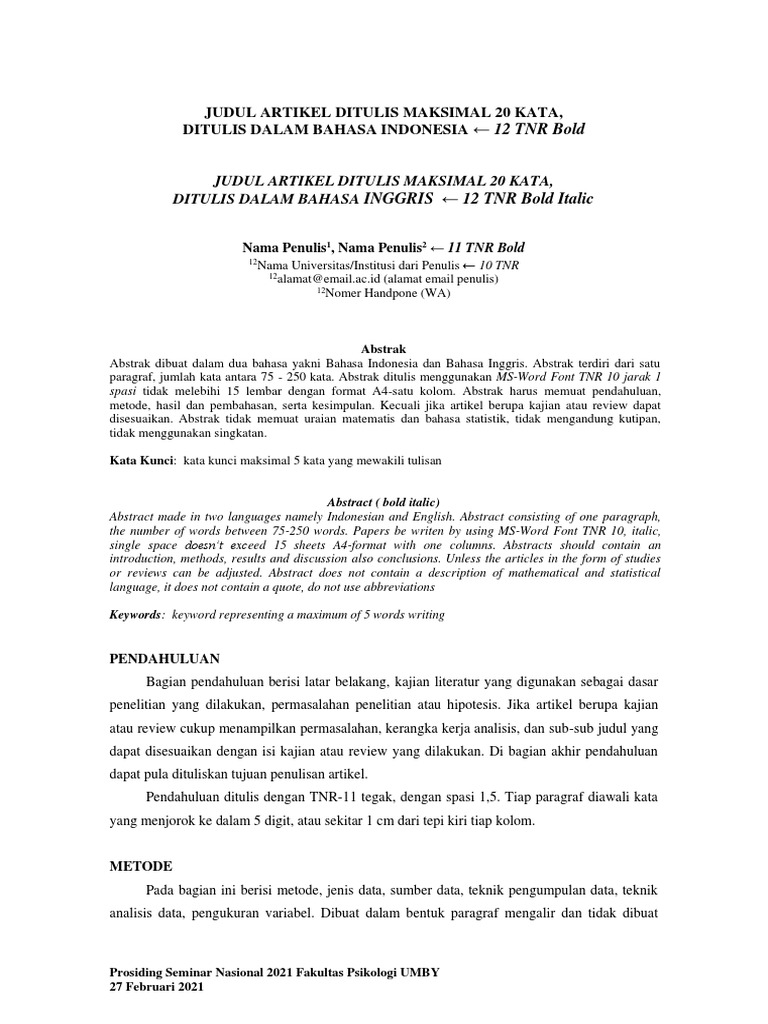 Format Template Paper Ilmiah | PDF