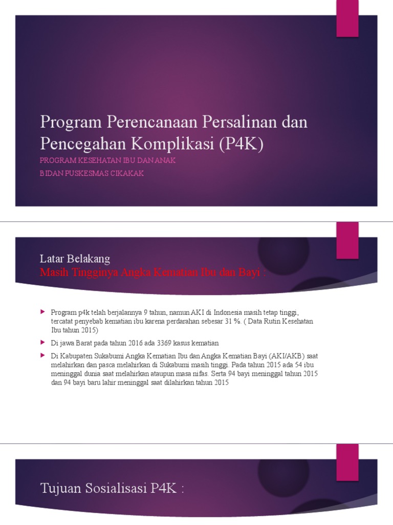 Materi Program Perencanaan Persalinan Dan Pencegahan Komplikasi (P4K | PDF