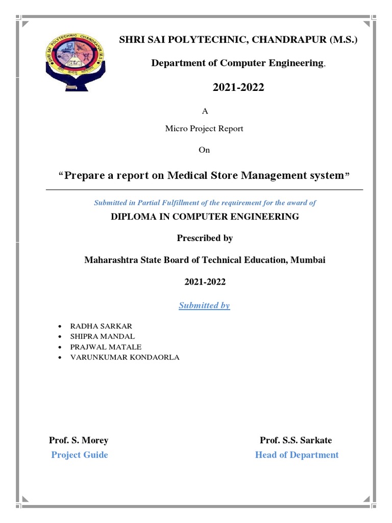 Medical Store Management System Report | PDF | Databases | Graphical User Interfaces
