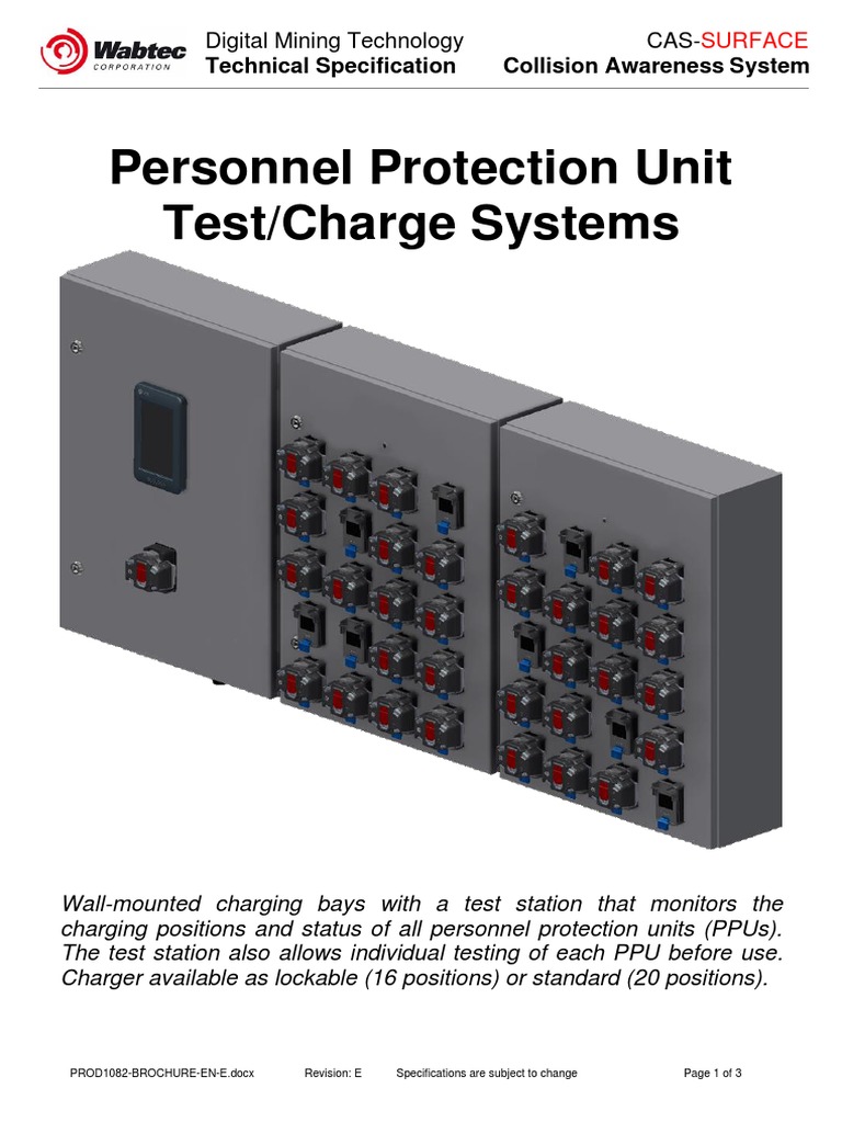 Personnel Protection Unit Test/Charge Systems: Technical Specification ...