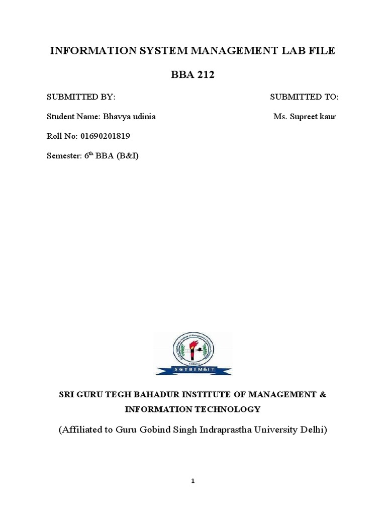 Information System Management Lab File | PDF | Relational Database | Sql