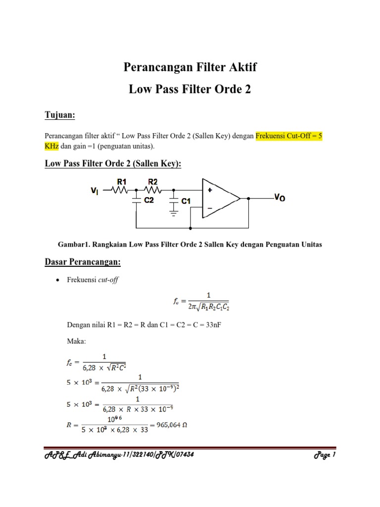 Perancangan Filter LPF-HPF | PDF | Sains & Matematika