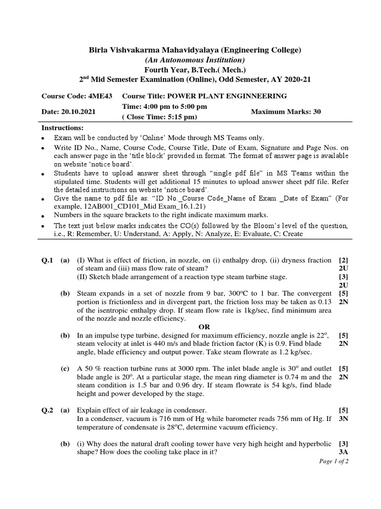 PPE Mid2 Paper Power Plant | PDF | Turbine | Mechanical Engineering