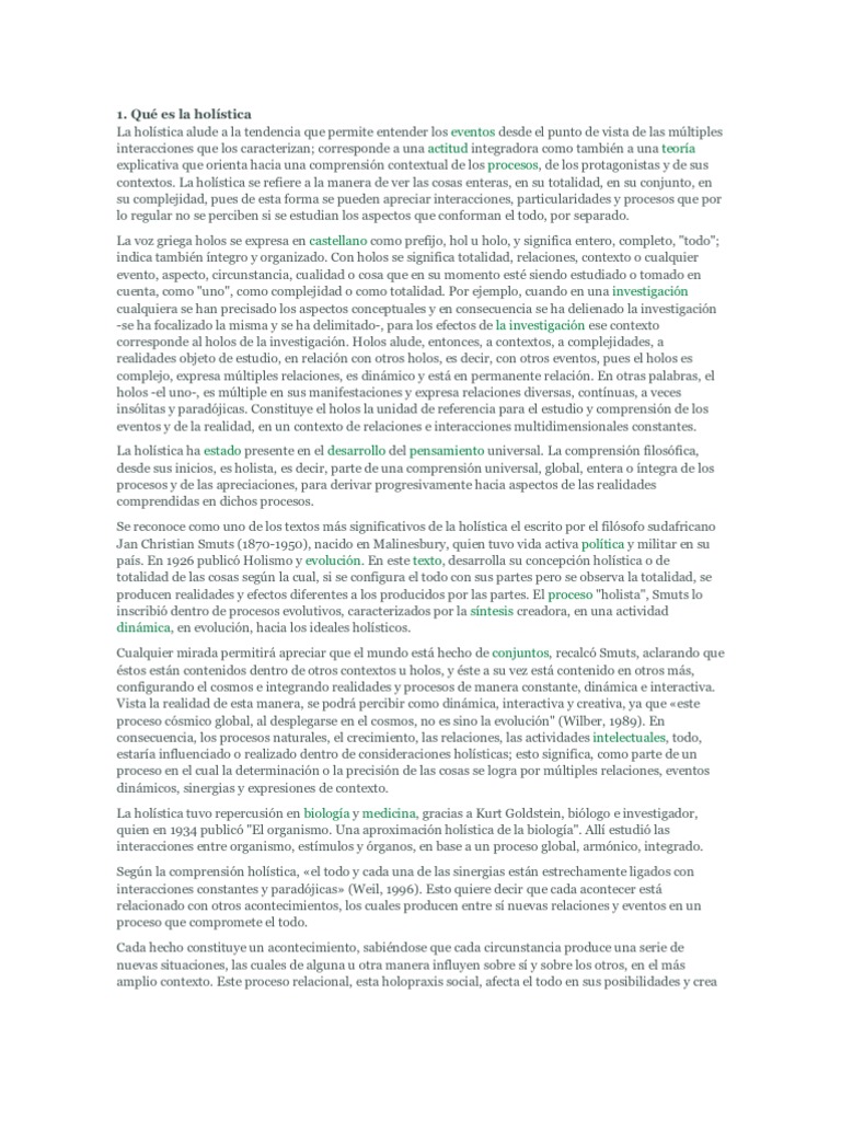 Teoría Holística y Comprensión Integral | PDF | Holismo | Conocimiento