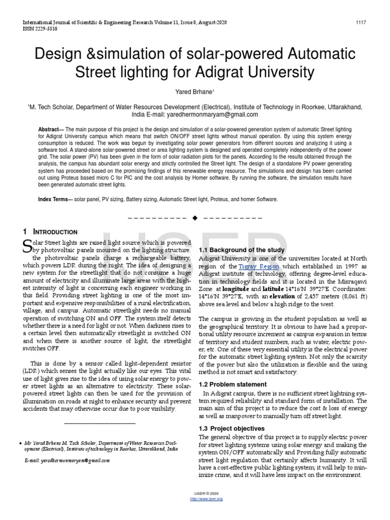 Ijser: Design &simulation of Solar-Powered Automatic Street Lighting ...