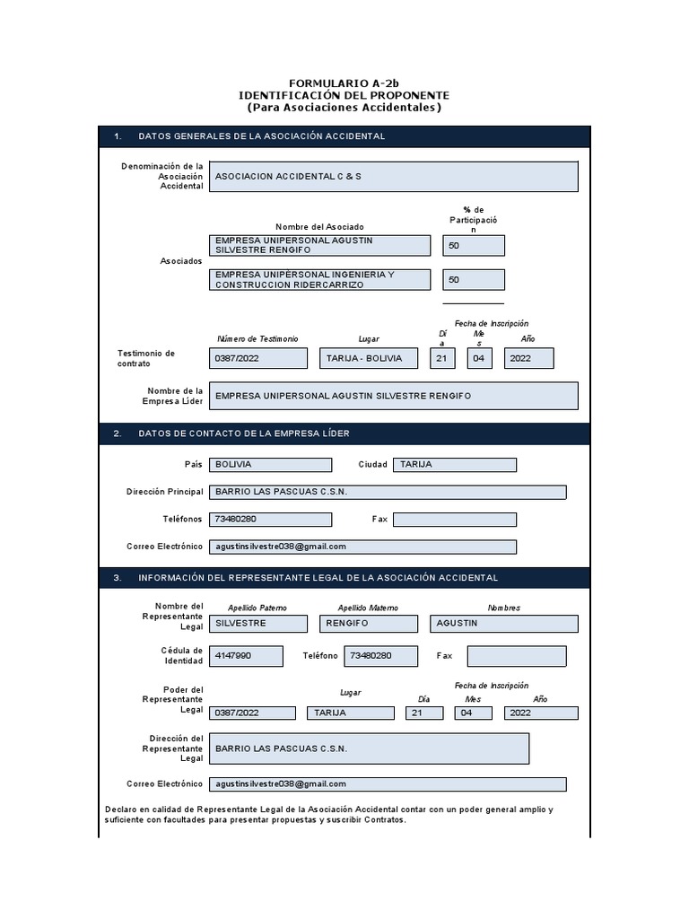 FORMULARIO A-2b | PDF