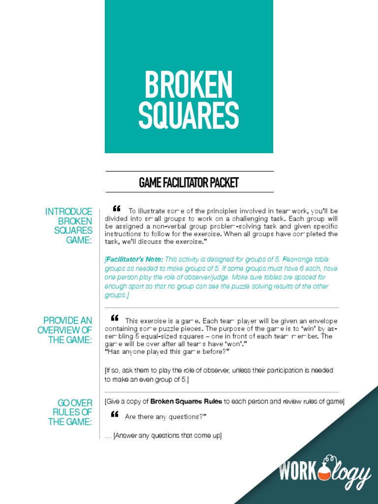 Broken Squares: Game Facilitator Packet | Download Free PDF | Applied ...