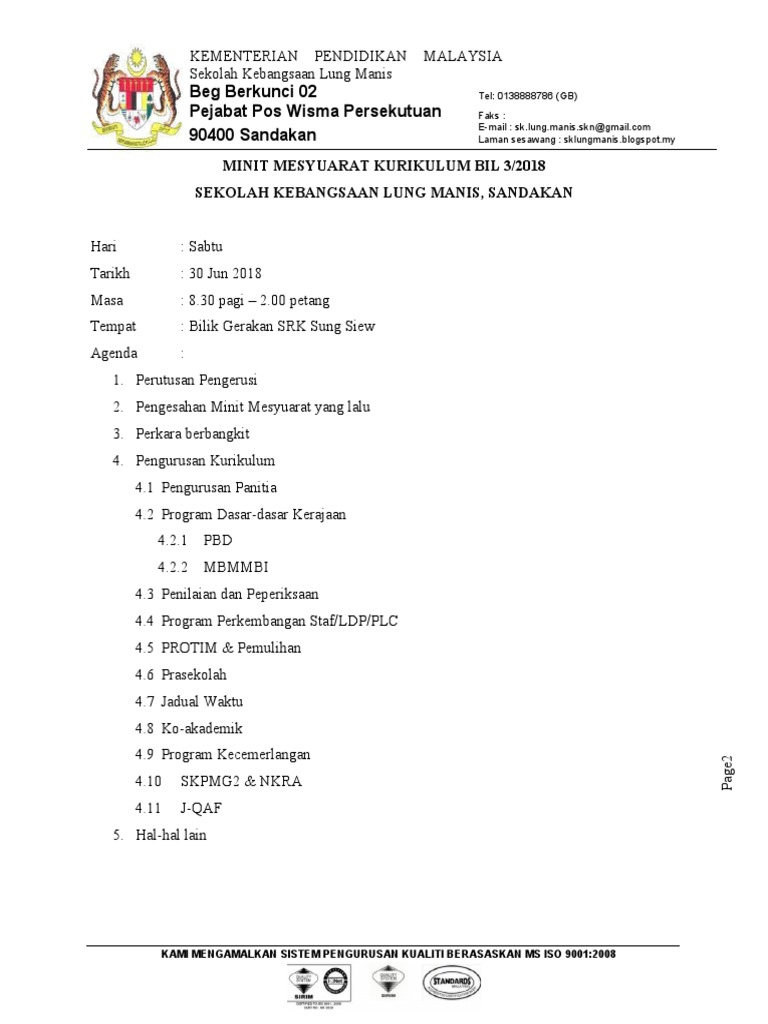 Beg Berkunci 02 Pejabat Pos Wisma Persekutuan 90400 Sandakan | PDF
