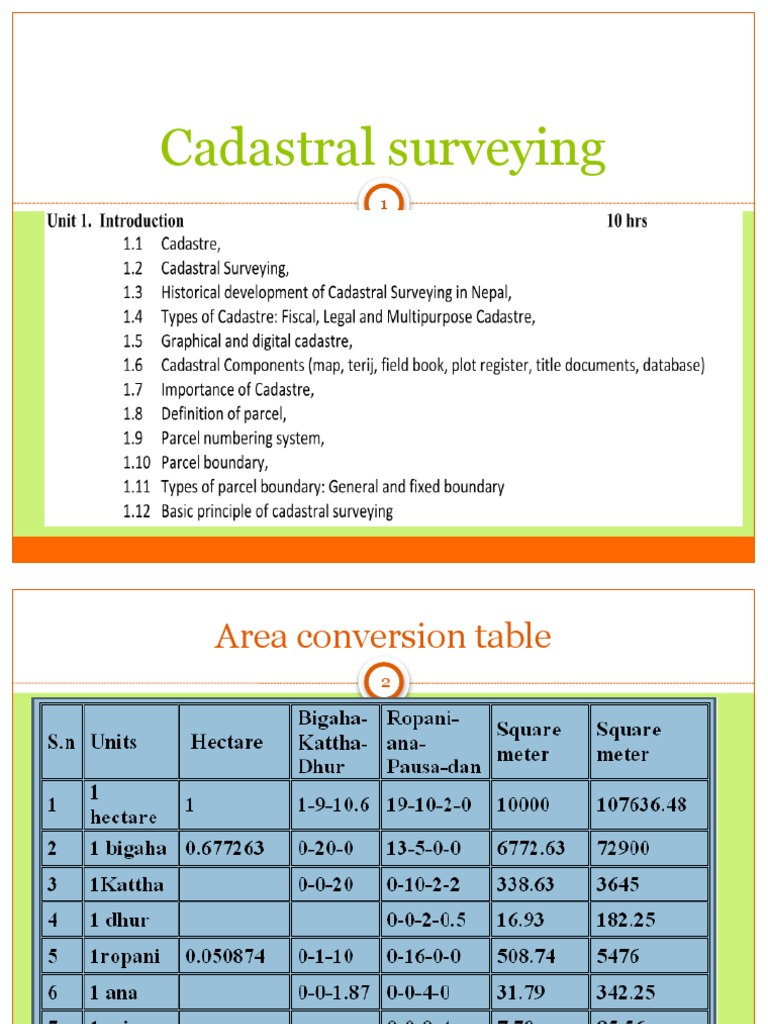 Nepal's cadastral surveying history and land measurement units | PDF ...