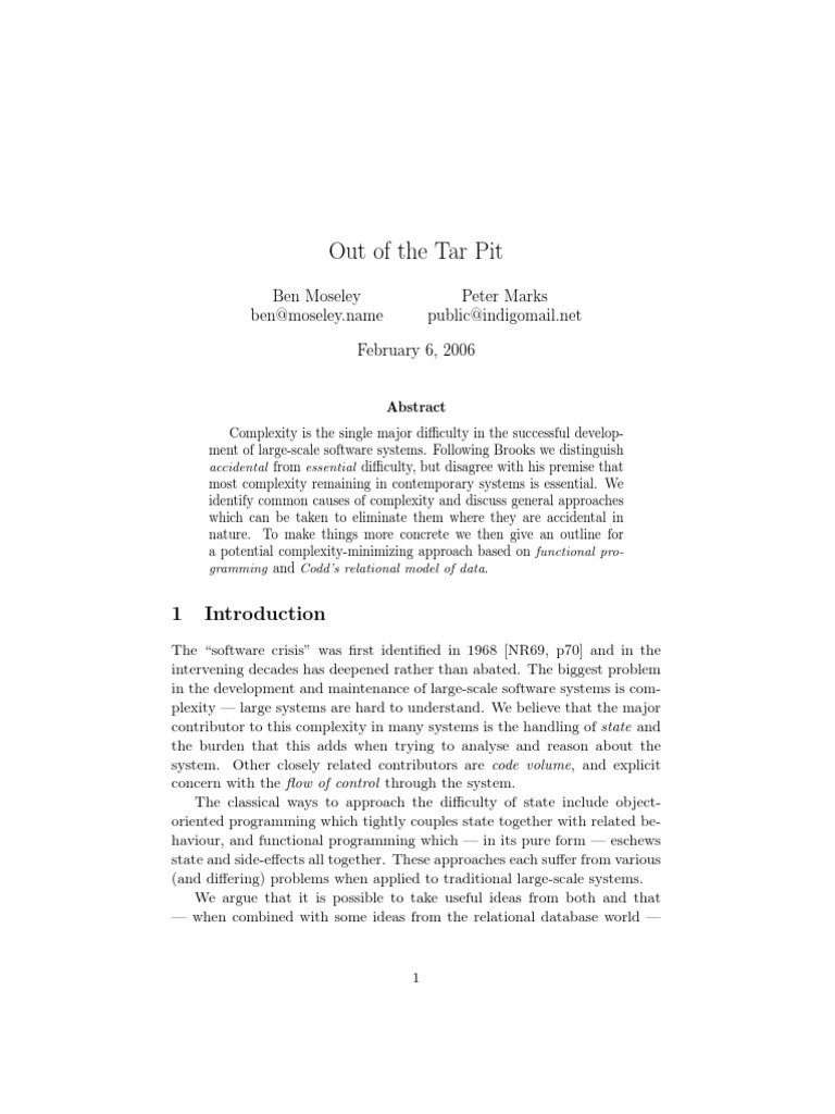 Out of The Tar Pit | PDF | Object Oriented Programming | Object (Computer Science)