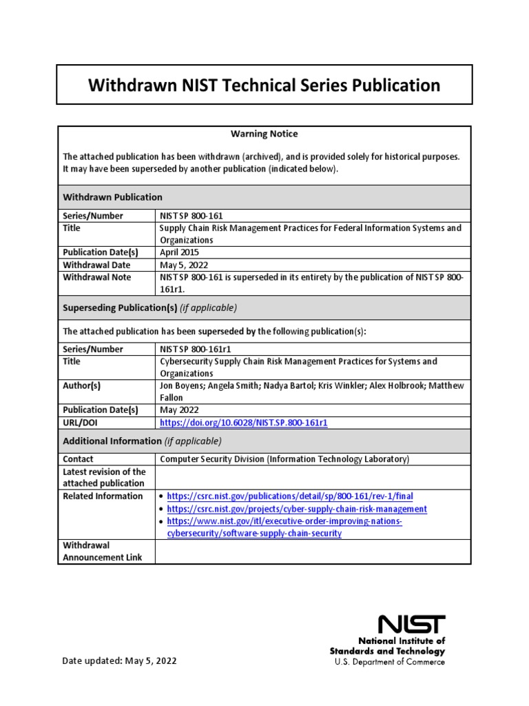 Nist SP 800-161 | PDF | Information System | Supply Chain