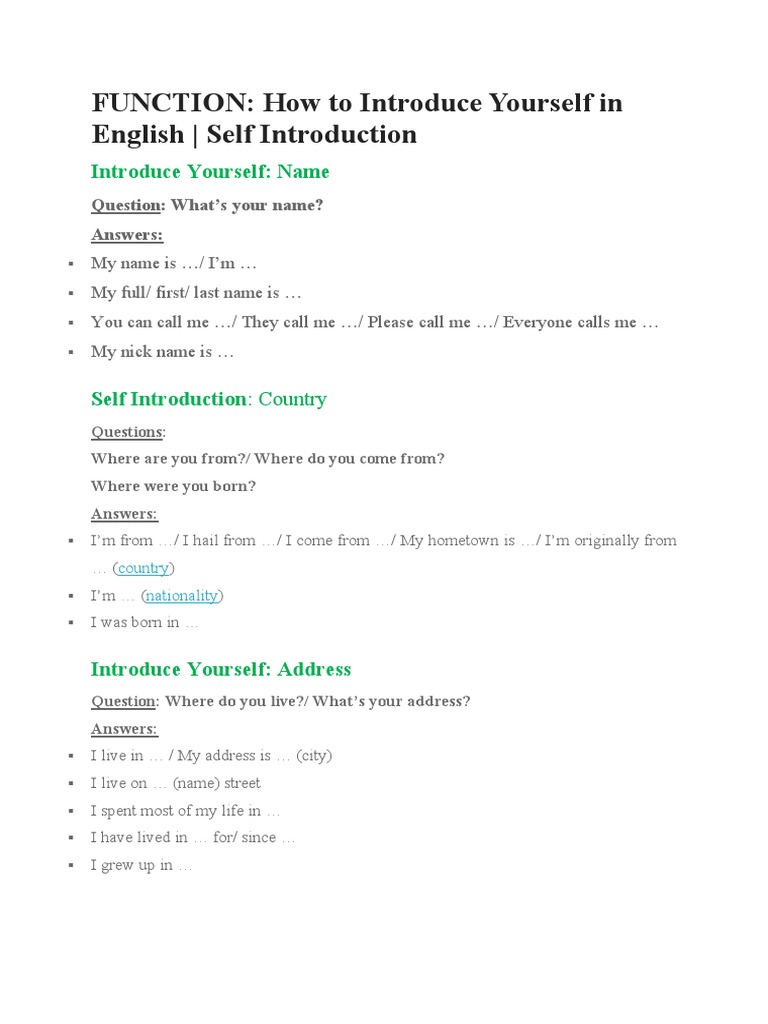 How To Introduce Yourself In English Self Introduction