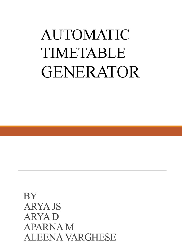 Automatic Timetable Generation Pptnw Pdf