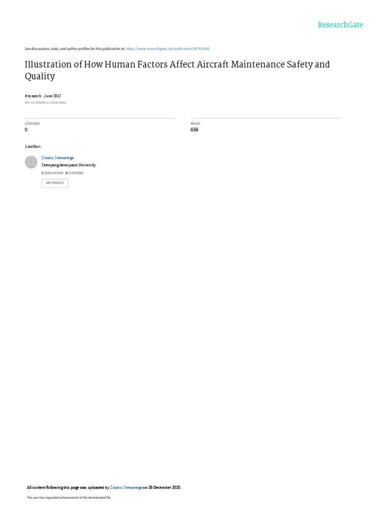 Illustrationof How Human Factors Affect Aircraft Maintenance Safetyand ...