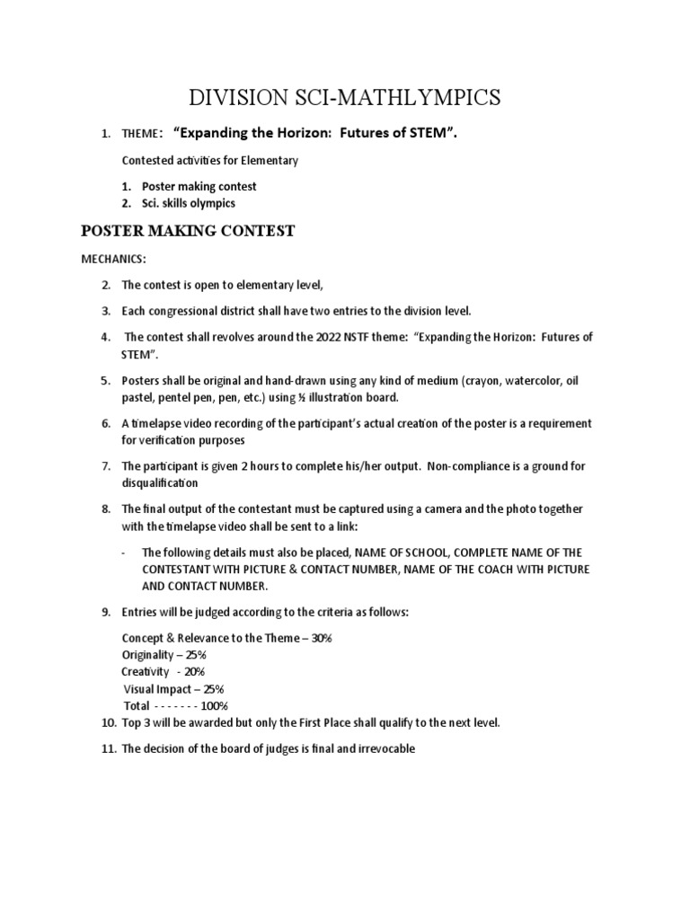 Division Sci-Mathlympics:: "Expanding The Horizon: Futures of STEM ...
