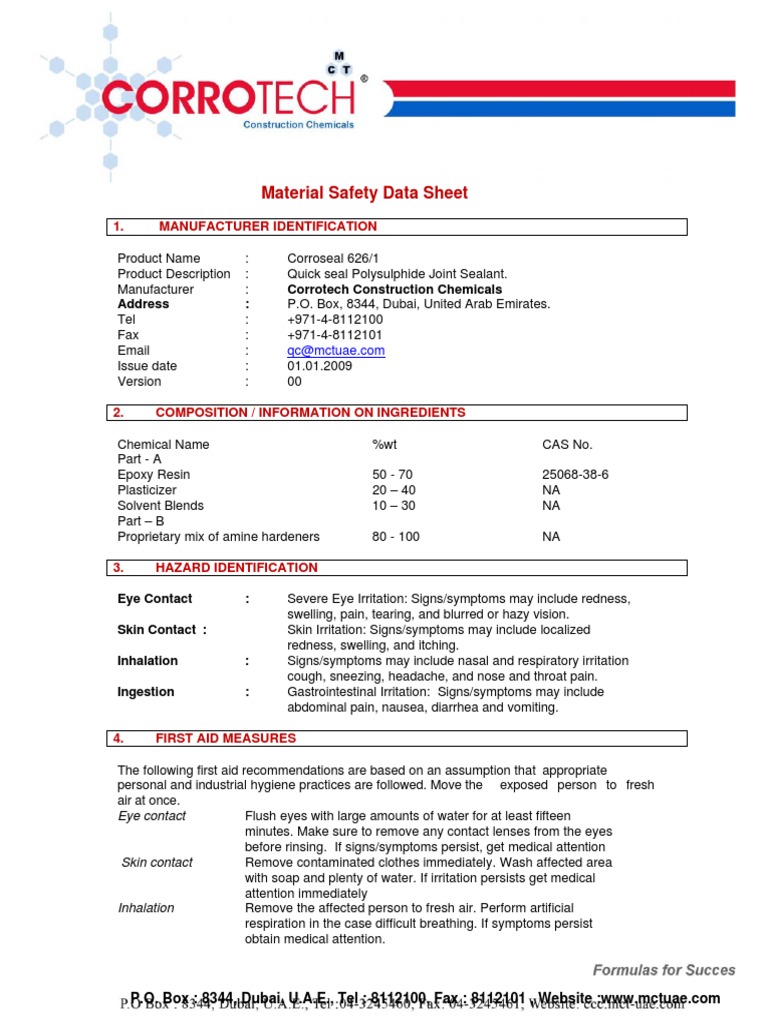 Corroseal 626 - MSDS | PDF | Personal Protective Equipment | Firefighting