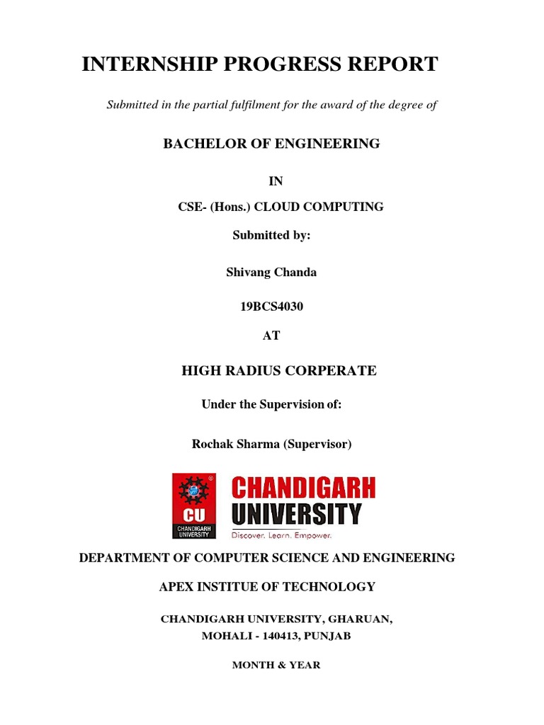 Internship Progress Report: Bachelor of Engineering | PDF | Python ...