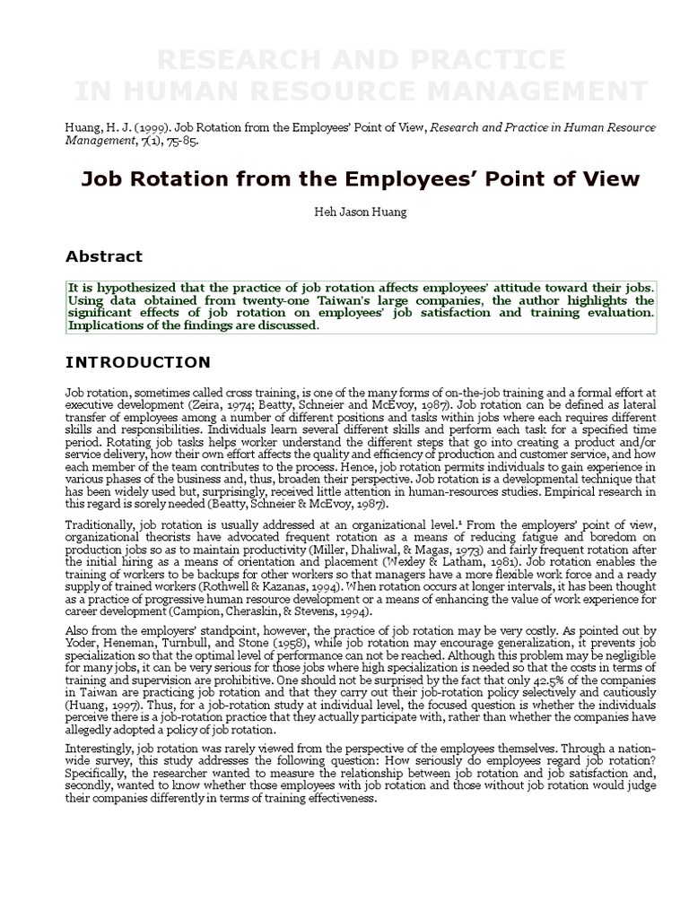 Job Rotation's Impact on Employee Satisfaction | PDF | Job Satisfaction ...