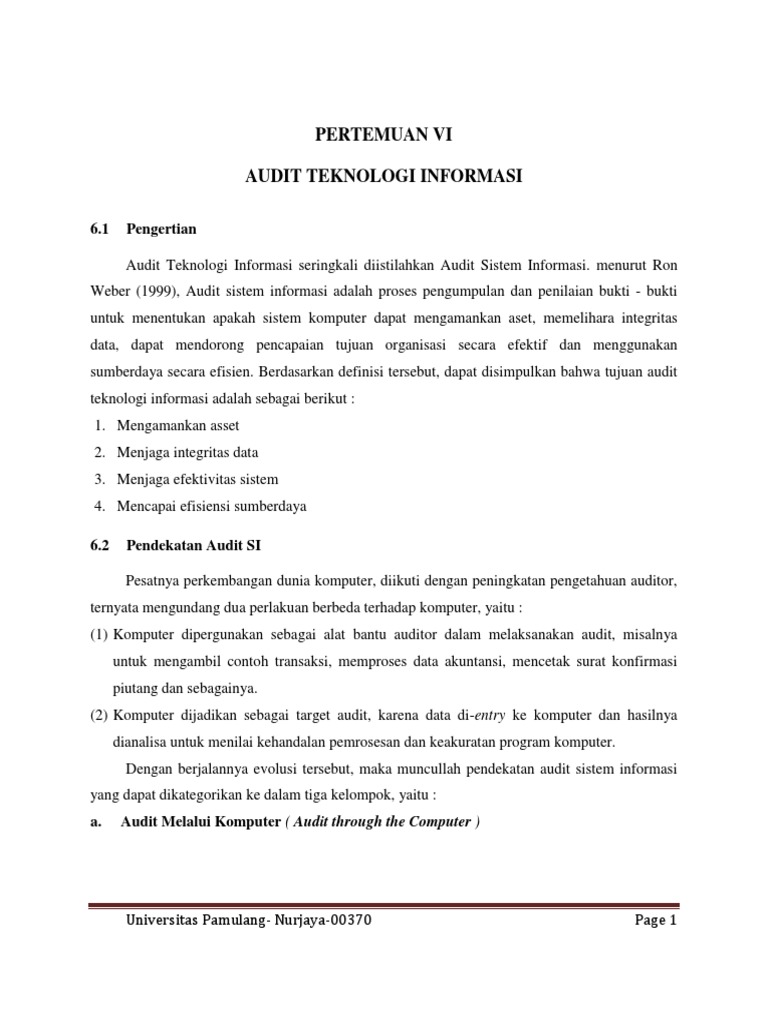 6 Audit Teknologi Informasi | PDF