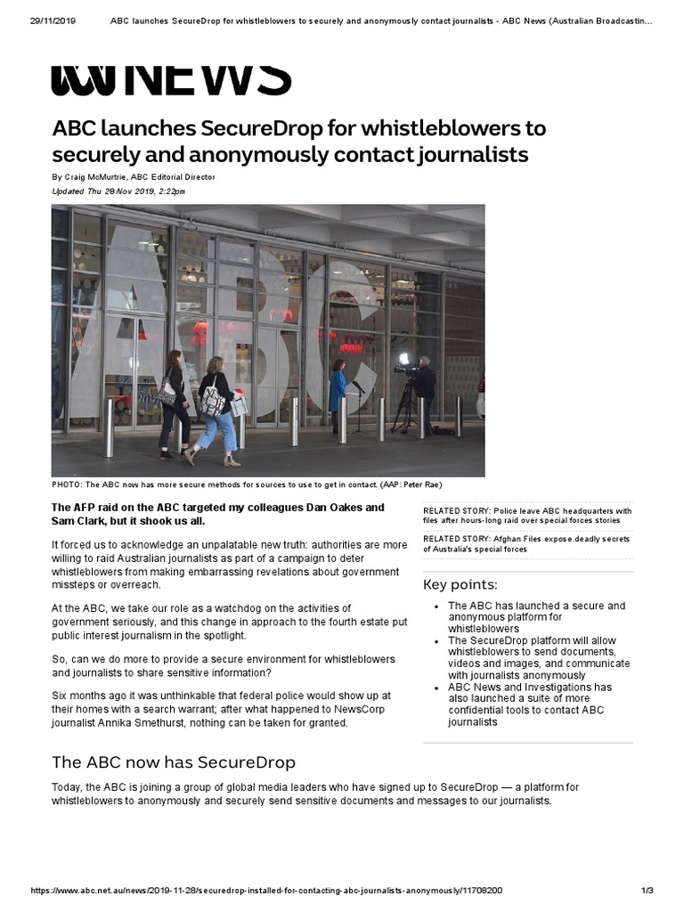 Abc Launches Securedrop For Whistleblowers To Securely and Anonymously ...