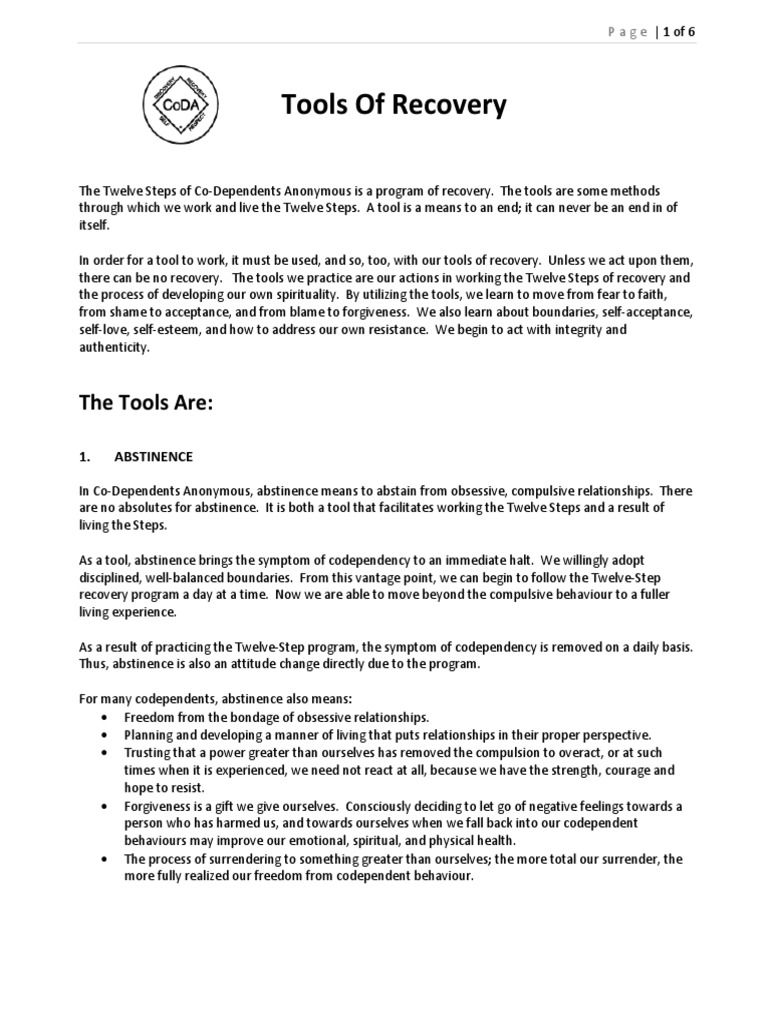 CoDA Tools of Recovery | PDF | Twelve Step Program | Prayer