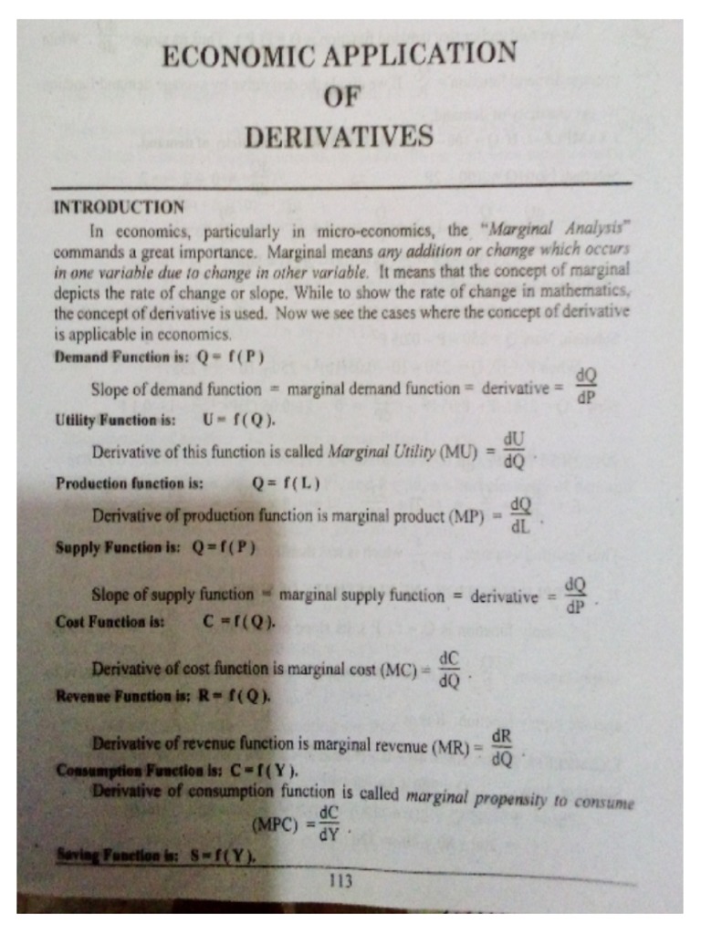 Economics Aplication of Derivative | PDF