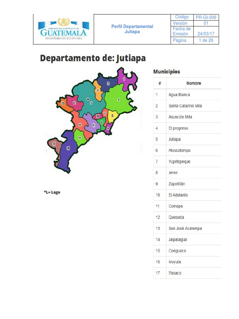 Mapa y municipios de Jutiapa, Guatemala | PDF | Gobierno local ...