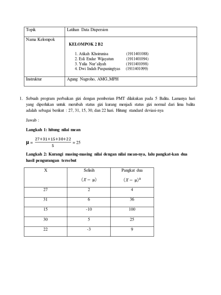 Tugas Teori - B2 (2) - Data Dispersion - Biostatistika | PDF