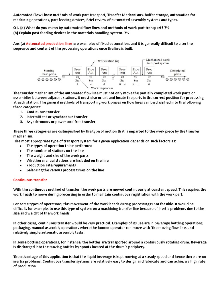 Overview of Automated Flow Lines | PDF | Automation | Machines