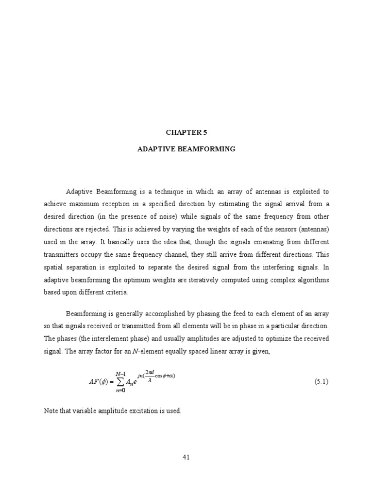Adaptive Beamforming Techniques Explained | PDF | Matrix (Mathematics ...